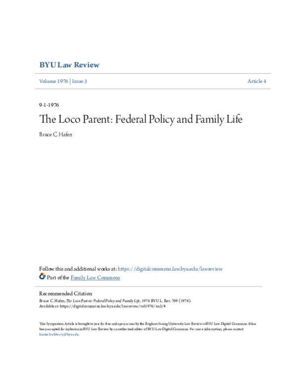 (PDF) The Loco Parent: Federal Policy and Family Life