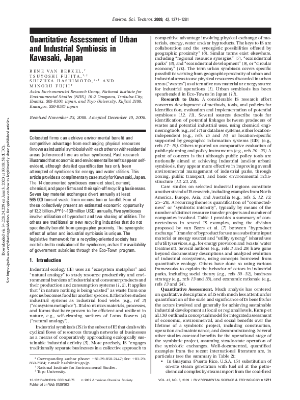 (PDF) Quantitative Assessment of Urban and Industrial Symbiosis in ...