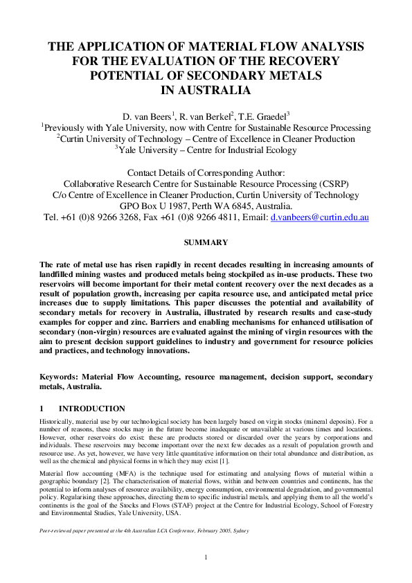 (PDF) The Application of Material Flow Analysis for the Evaluation of ...