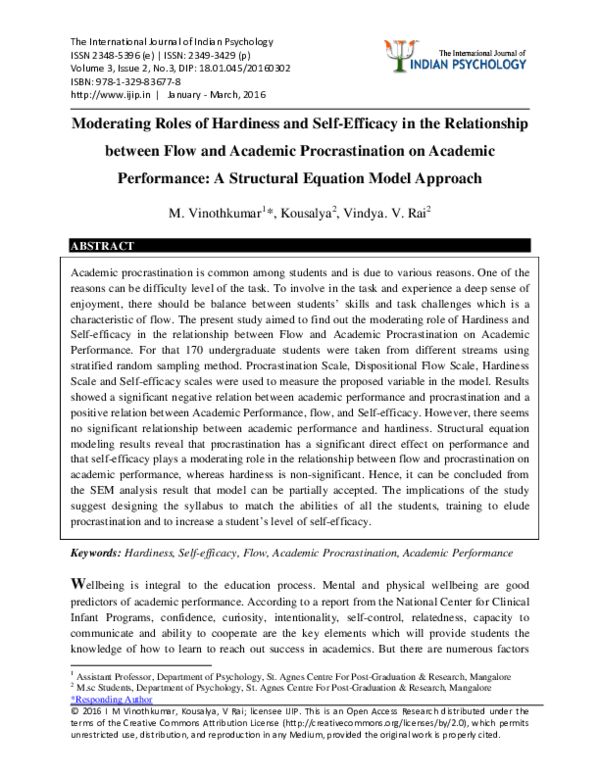 (PDF) Moderating Roles of Hardiness and Self-Efficacy in the Relationship between Flow and ...