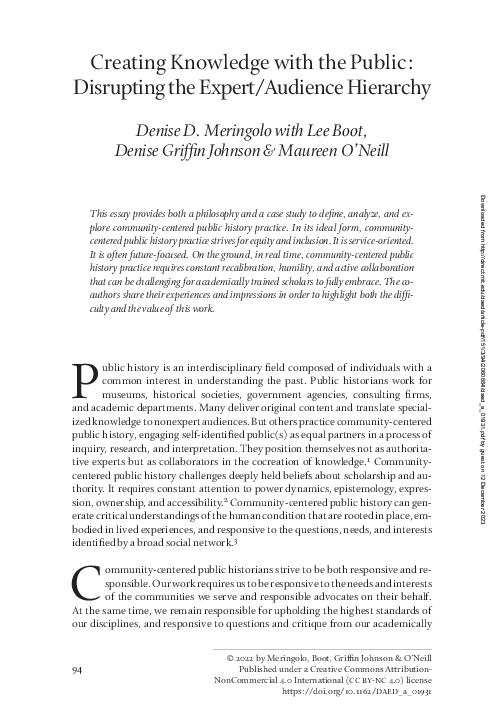 (PDF) Creating Knowledge with the Public: Disrupting the Expert/Audience Hierarchy