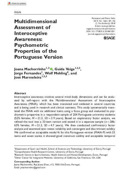 (PDF) Multidimensional Assessment of Interoceptive Awareness