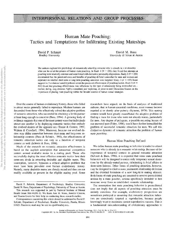 (PDF) Human mate poaching: Tactics and temptations for infiltrating ...