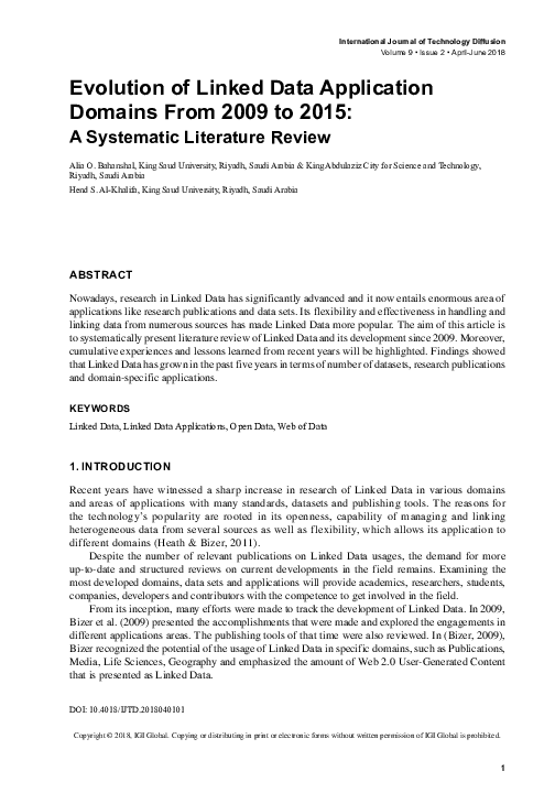 (PDF) Evolution of Linked Data Application Domains From 2009 to 2015