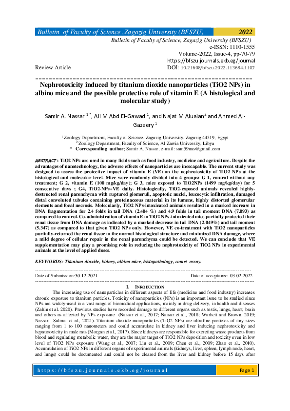 (PDF) Nephrotoxicity induced by titanium dioxide nanoparticles (TiO2 ...