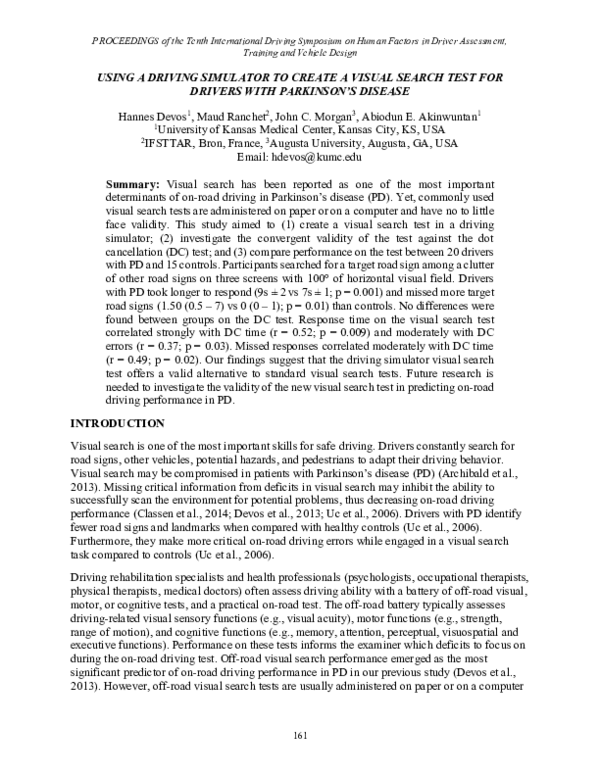 (PDF) Using a Driving Simulator to Create a Visual Search Test for ...