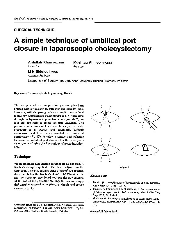 (PDF) A simple technique of umbilical port closure in laparoscopic ...