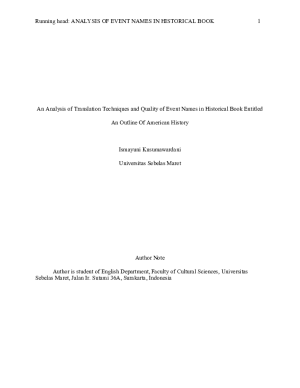 (PDF) An Analysis of Translation Techniques and Quality of Event Names ...
