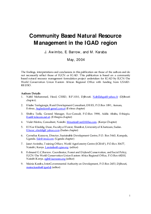 (PDF) Community based natural resource management in Djibouti