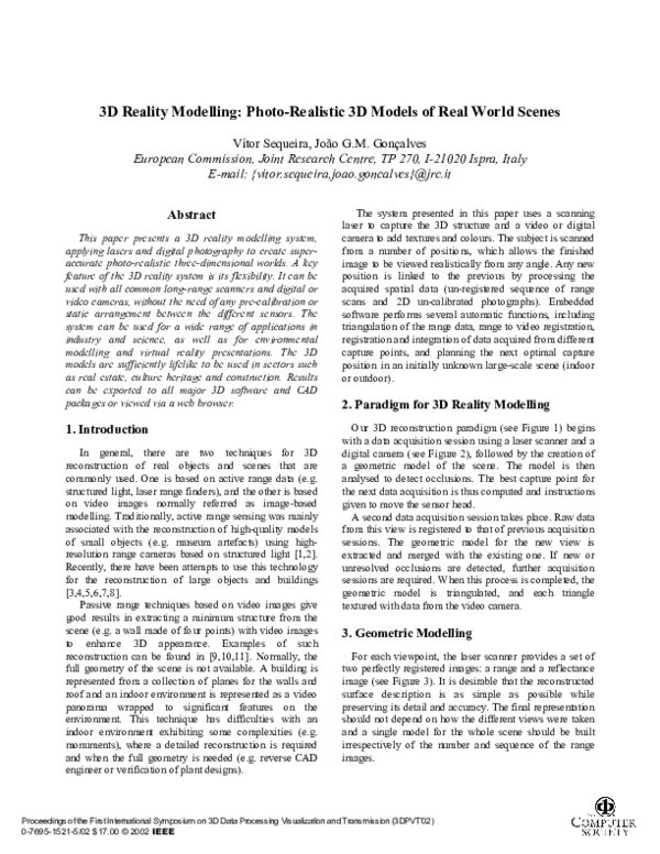 (PDF) 3D reality modelling: photo-realistic 3D models of real world scenes