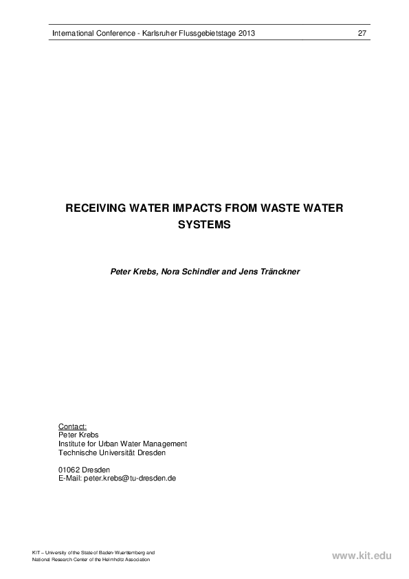 (PDF) Receiving Water Impacts from Waste Water Systems