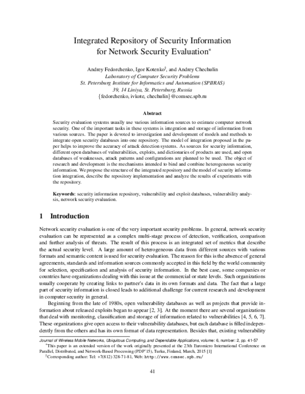 (PDF) Integrated Repository of Security Information for Network ...