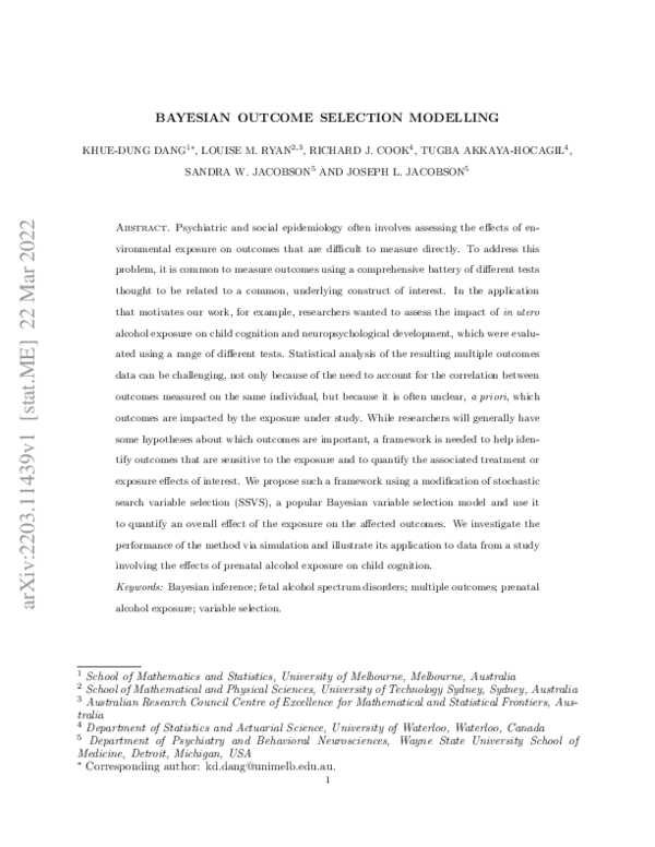 (PDF) Bayesian outcome selection modeling