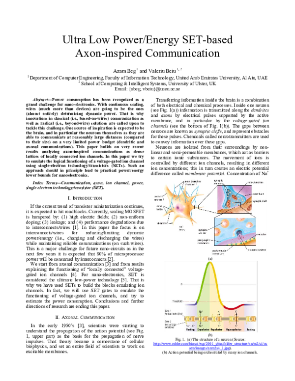 (PDF) Ultra low power/energy SET-based axon-inspired communication