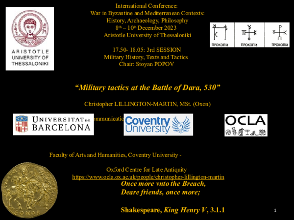 (PPT) Military tactics at the Battle of Dara, 530: Thessaloniki ...