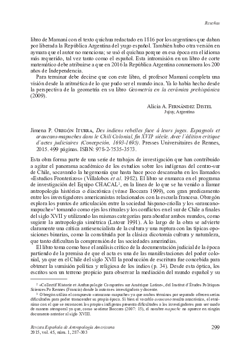 (PDF) Jimena P. Oregón Iturra: "Des indiens rebelles face á leurs juges ...