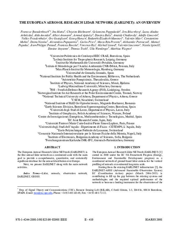 (PDF) The European Aerosol Research Lidar Network (EARLINET): An Overview