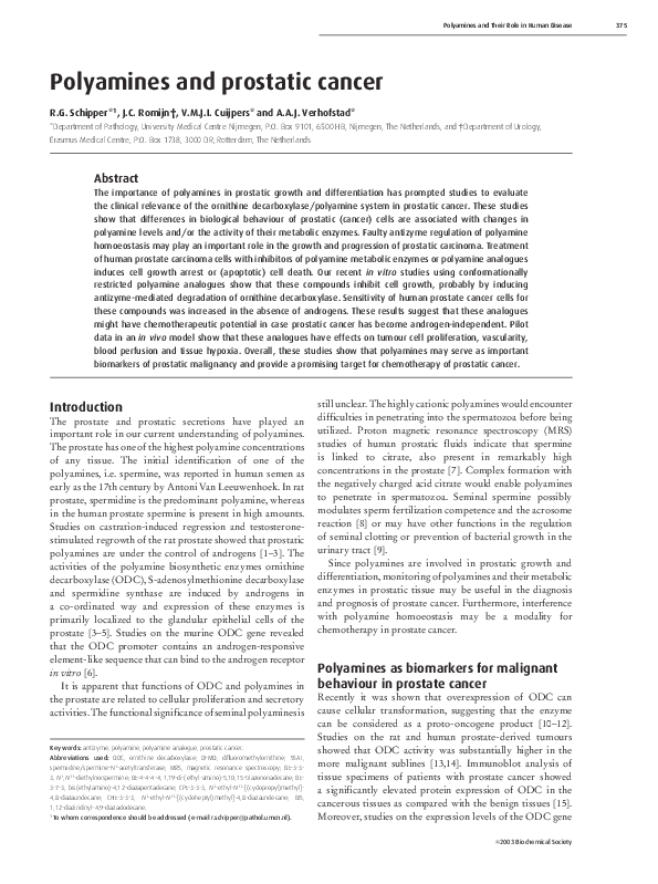 (PDF) Polyamines and prostatic cancer