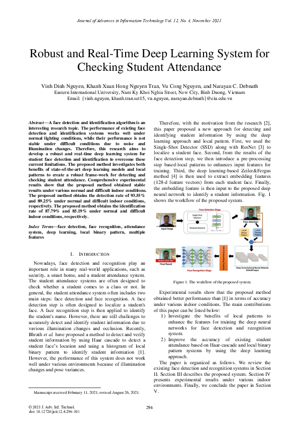 (PDF) Robust and Real-Time Deep Learning System for Checking Student Attendance