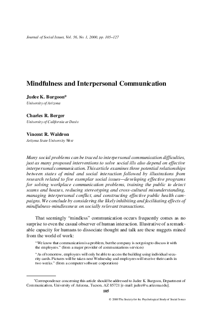 (PDF) Mindfulness and Interpersonal Communication