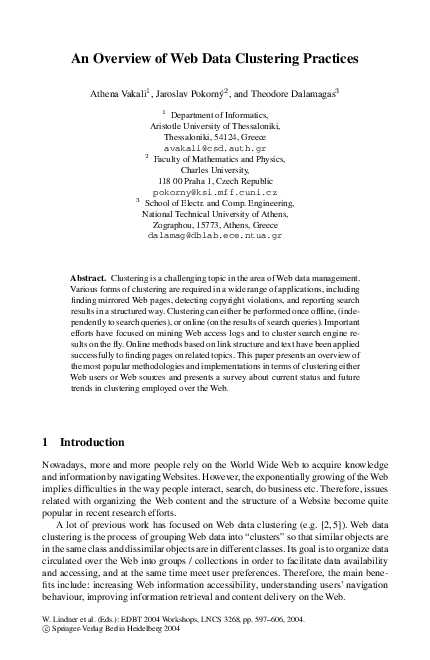 (PDF) An Overview of Web Data Clustering Practices