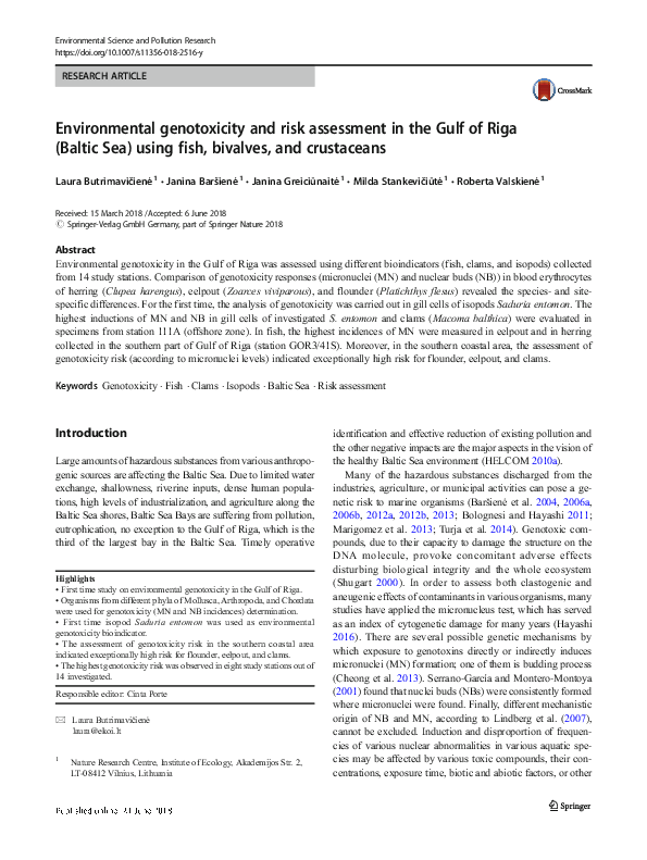 (PDF) Environmental genotoxicity and risk assessment in the Gulf of ...