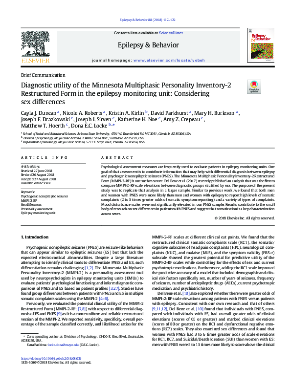 (PDF) Diagnostic utility of the Minnesota Multiphasic Personality ...