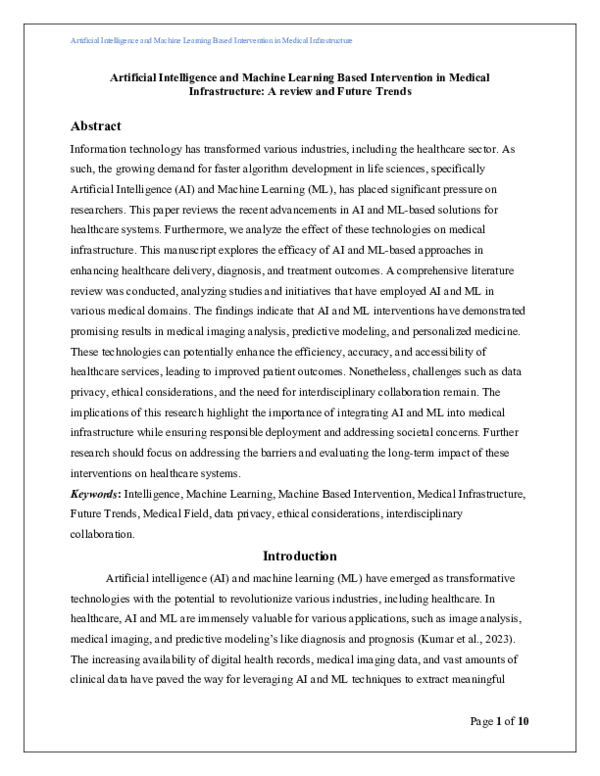 (DOC) Artificial Intelligence and Machine Learning Based Intervention ...