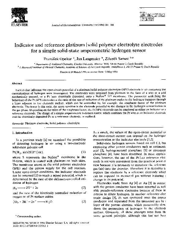 Indicator and reference platinum | solid polymer electrolyte electrodes ...