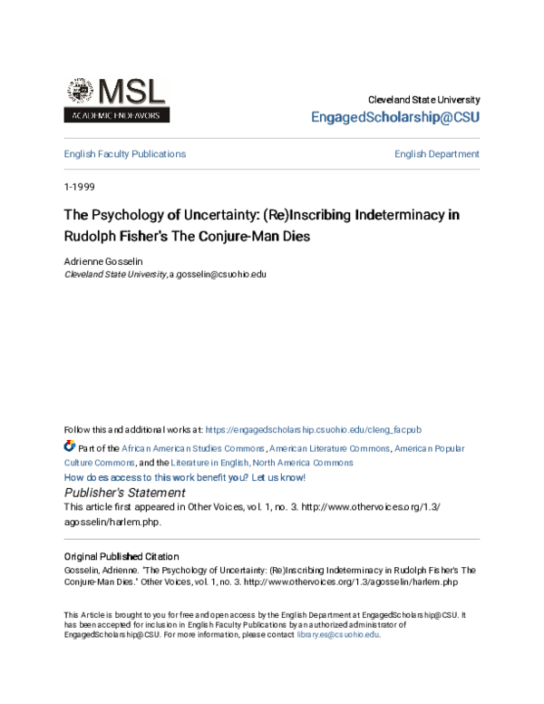 (PDF) The Psychology of Uncertainty: (Re)Inscribing Indeterminacy in ...
