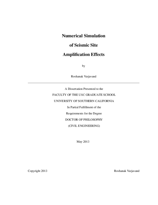 (PDF) Numerical simulation of seismic site amplification effects