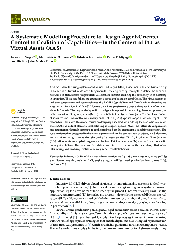 (PDF) A Systematic Modelling Procedure to Design Agent-Oriented Control to Coalition of ...