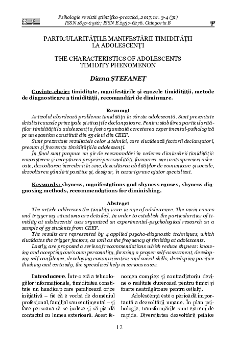 (PDF) The Characteristics of Adolescents Timidity Phenomenon