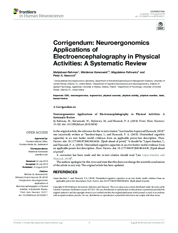 (PDF) Corrigendum: Neuroergonomics Applications of Electroencephalography in Physical Activities ...