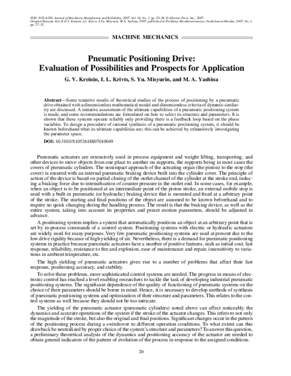 (PDF) Pneumatic positioning drive: Evaluation of possibilities and ...