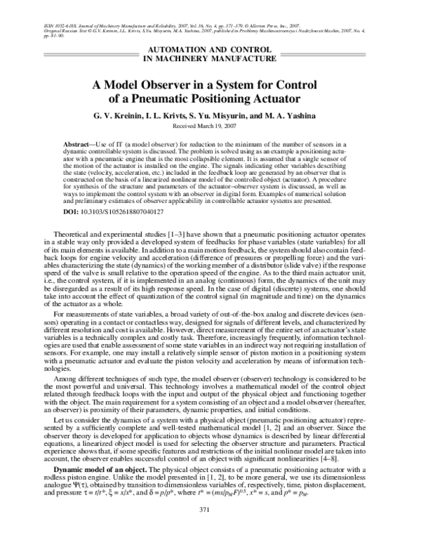 (PDF) A model observer in a system for control of a pneumatic ...