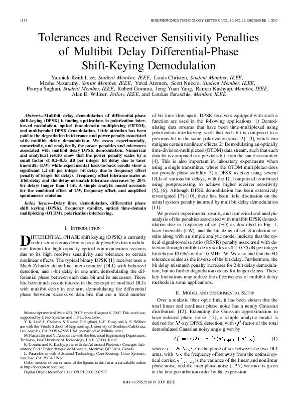 (PDF) Tolerances and Receiver Sensitivity Penalties of Multibit Delay ...
