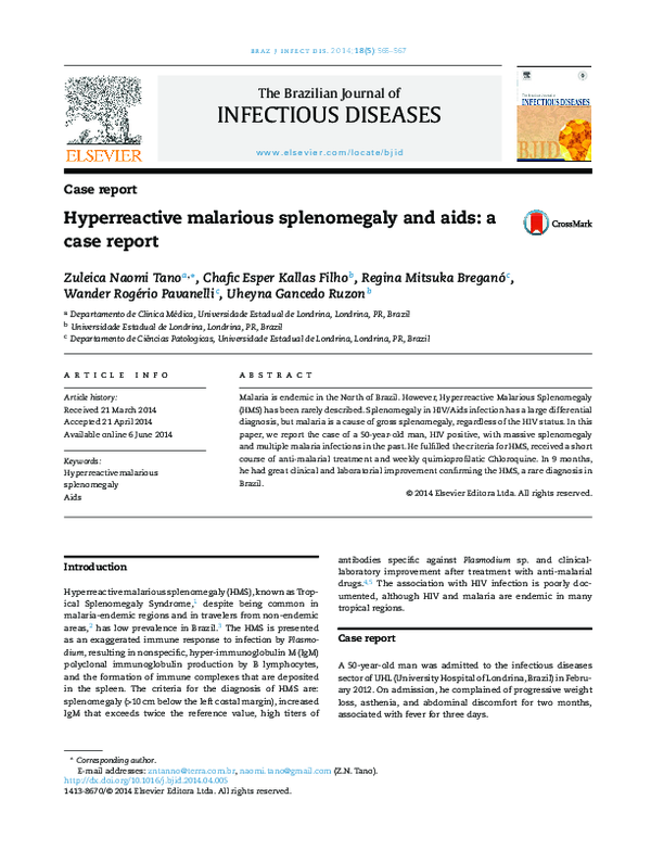 (PDF) Hyperreactive malarious splenomegaly and aids: a case report