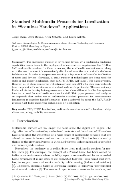 (PDF) Standard multimedia protocols for localization in "seamless ...