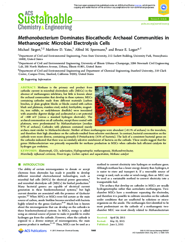 (PDF) Methanobacterium Dominates Biocathodic Archaeal Communities in ...