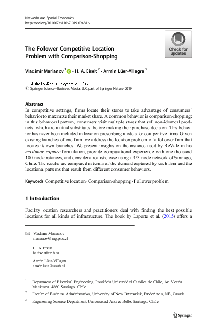 (PDF) The Follower Competitive Location Problem with Comparison-Shopping
