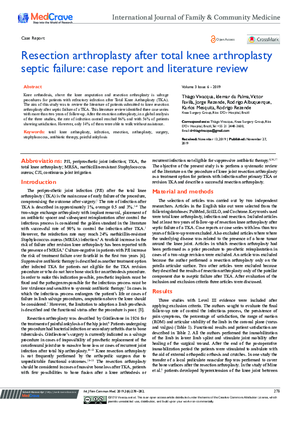 (PDF) Resection arthroplasty after total knee arthroplasty septic ...