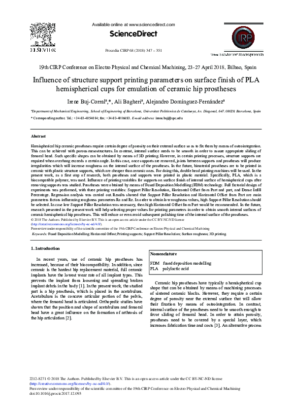 (PDF) Influence of Structure Support Printing Parameters on Surface ...