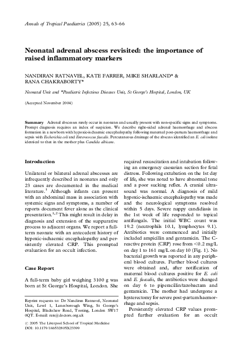 (PDF) Neonatal adrenal abscess revisited: the importance of raised ...