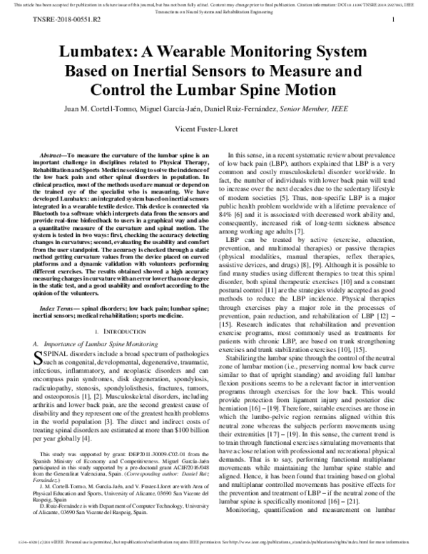 (PDF) Lumbatex: A Wearable Monitoring System Based on Inertial Sensors ...