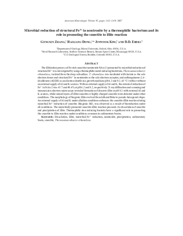 (PDF) Microbial reduction of structural Fe3+ in nontronite by a ...