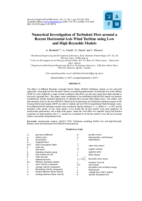 (PDF) Numerical Investigation of Turbulent Flow around a Recent Horizontal Axis Wind Turbine ...