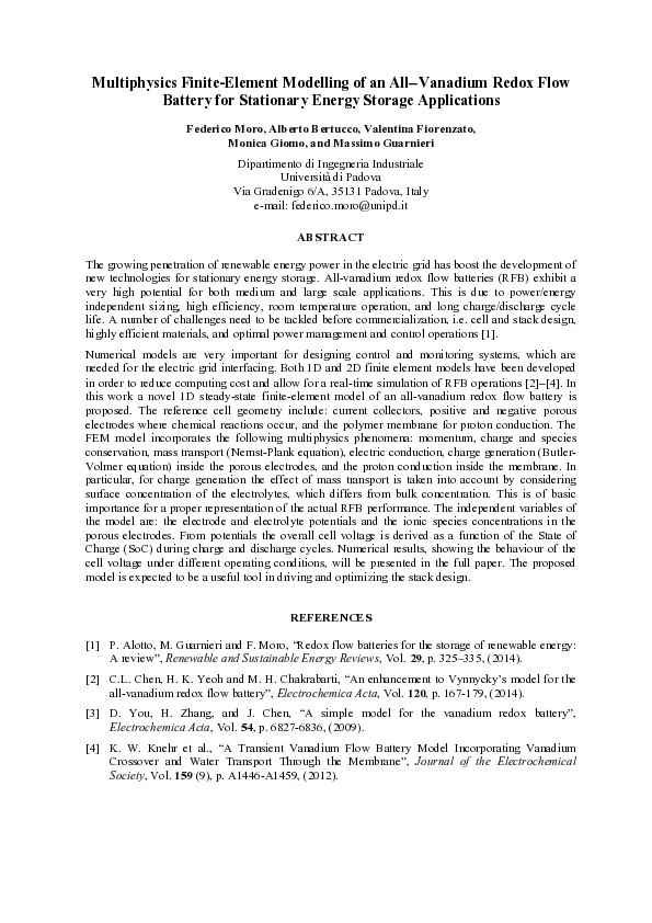 (PDF) Multiphysics Finite-Element Modelling of an All−Vanadium Redox ...