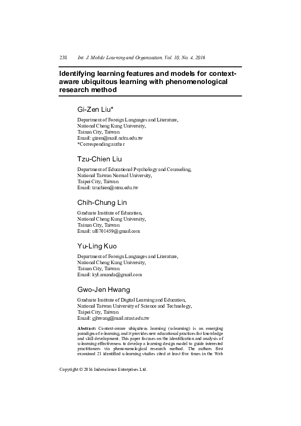 (PDF) Identifying learning features and models for context-aware ubiquitous learning with ...