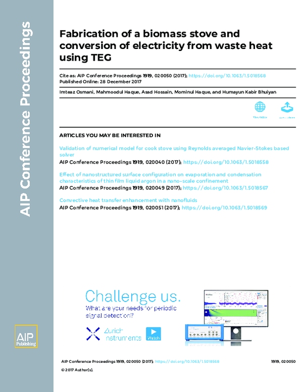 (PDF) Fabrication of a biomass stove and conversion of electricity from ...